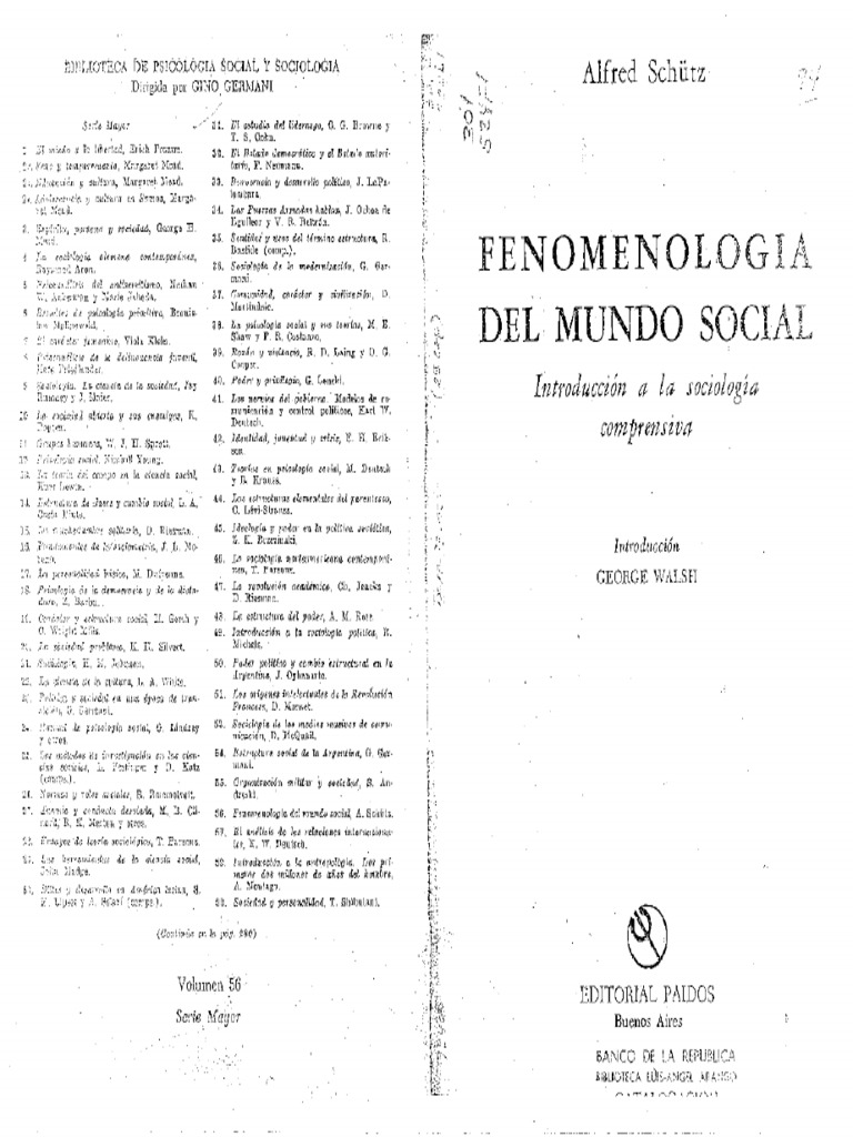 Schutz Alfred - Fenomenologia Del Mundo Social (COMPLETO) | PDF