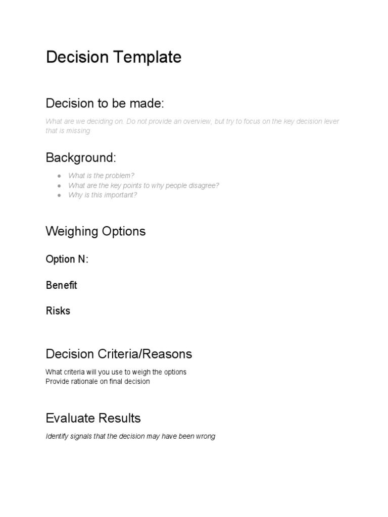 Decision-Making Template Guide | PDF | Career & Growth | Business
