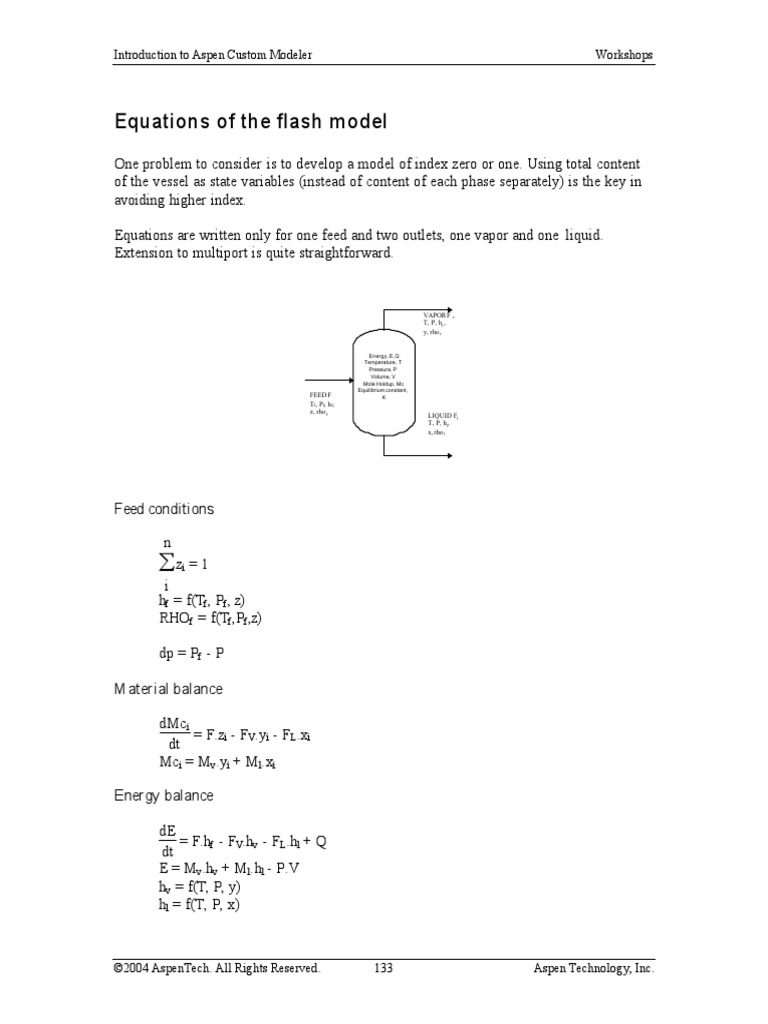 Aspen Custom Modeler Equations of The Flash Model PDF | Download Free ...