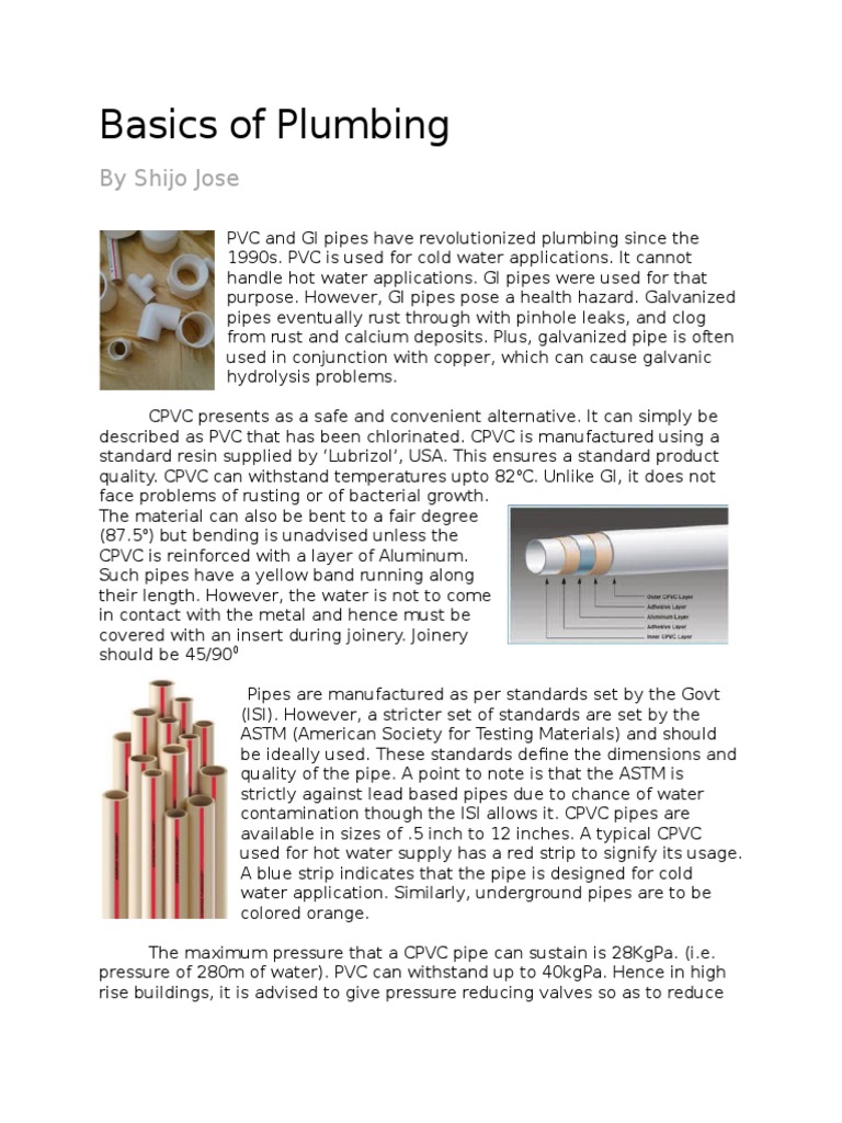 Basics of Plumbing | PDF