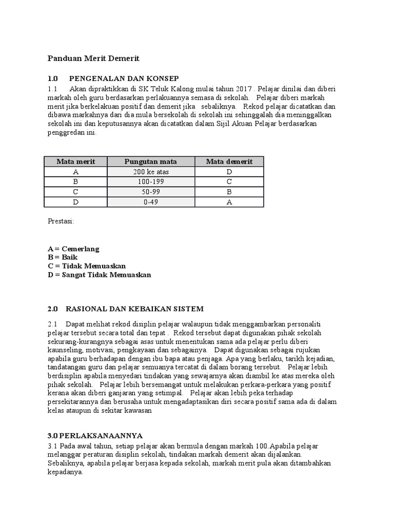 Panduan Merit Demerit Edited | PDF