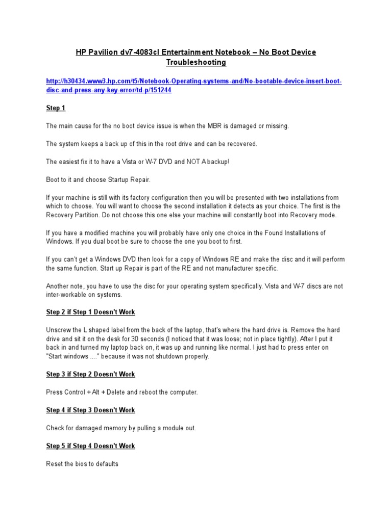 No Bootable Device | PDF | Booting | Computing Platforms