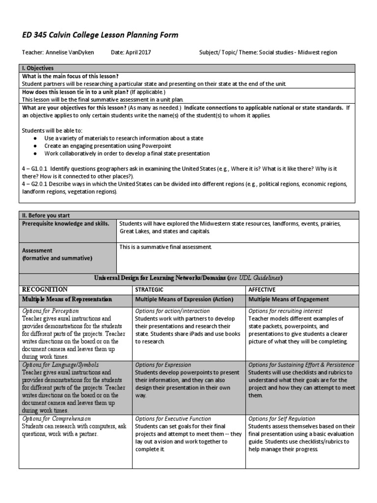 Midwest States Presentation Lesson Plan | PDF | Educational Assessment ...