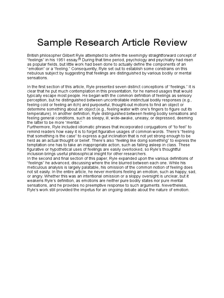 Sample Research Article Review | PDF | Feeling | Emotions