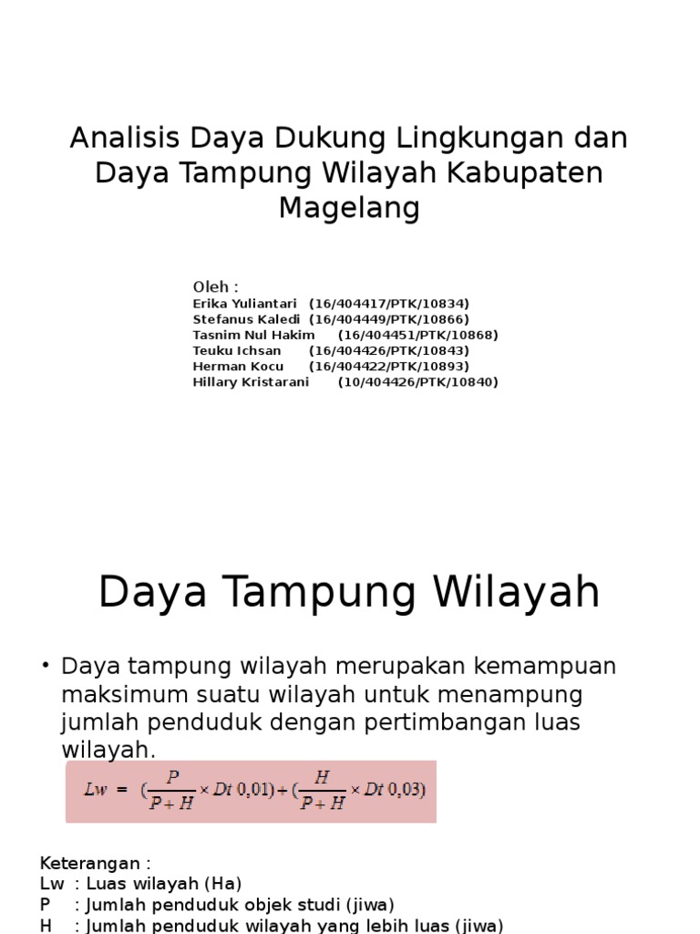 Tugas Analisis Daya Dukung Lingkungan Dan Daya Tampung Wilayah | PDF | Sains & Matematika ...
