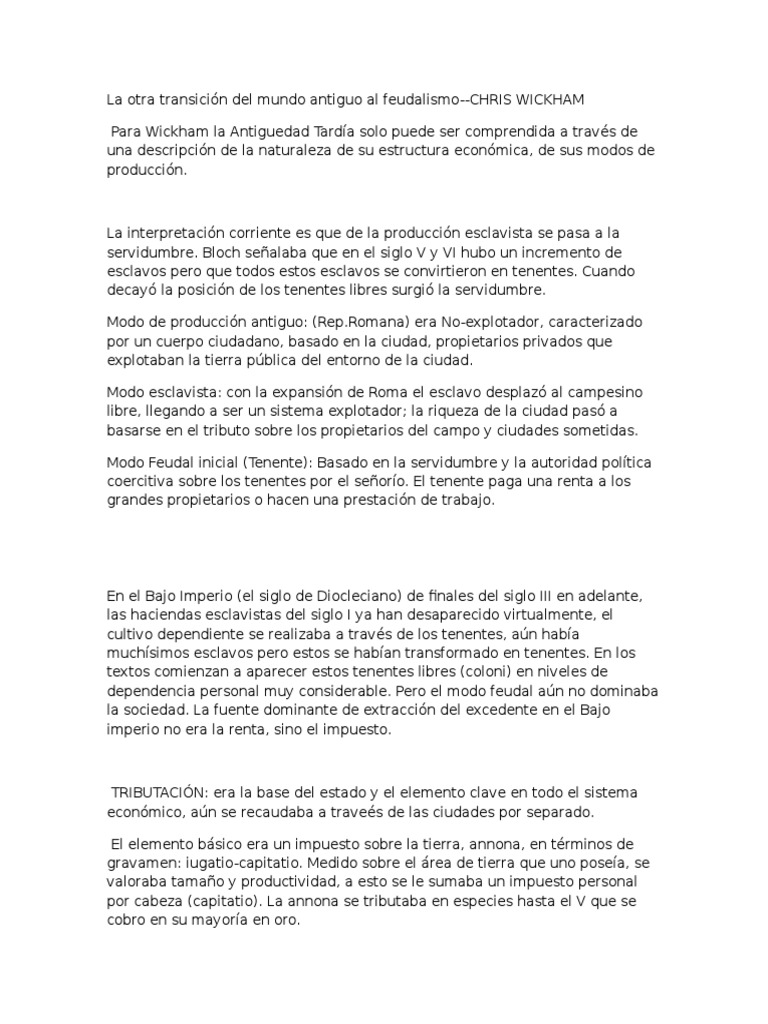 Chris Wickham | PDF | Feudalismo | Impuestos