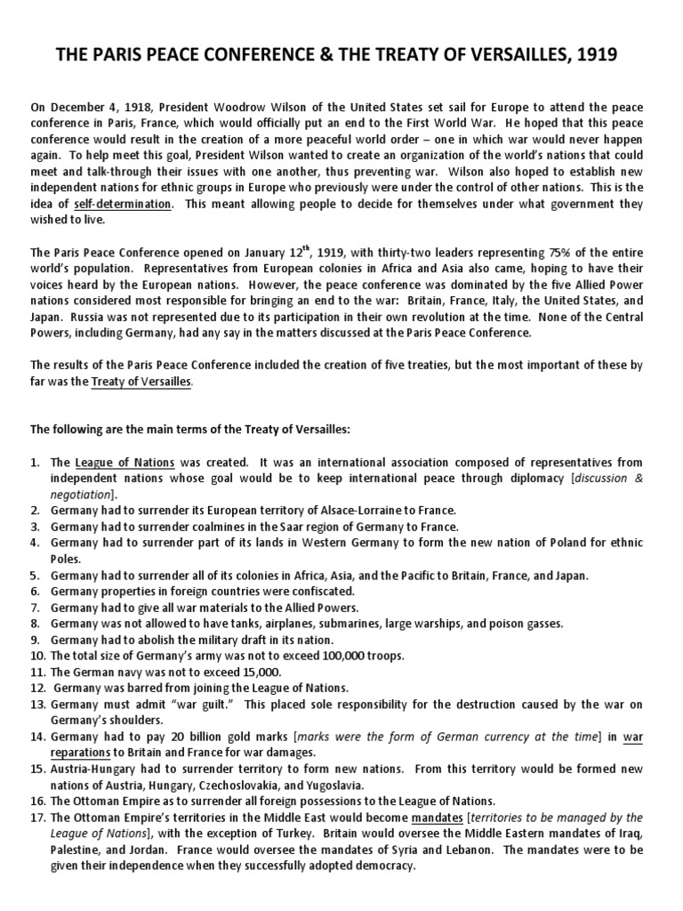AP - Paris Peace Conference and Questions | PDF | Allies Of World War I ...