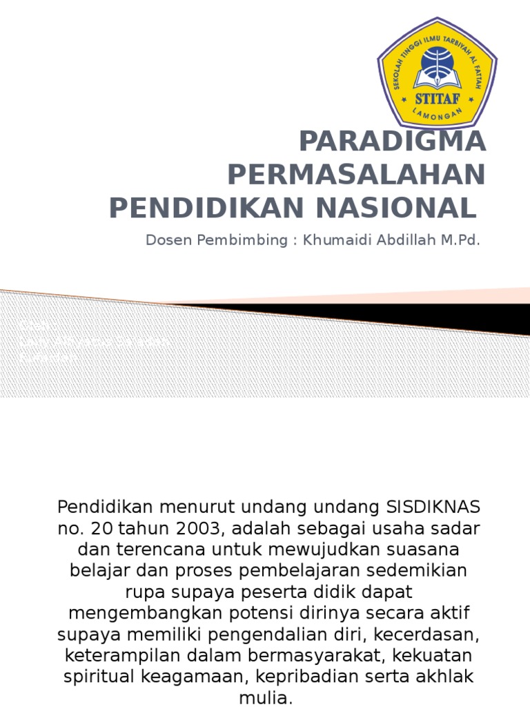 Paradigma Permasalahan Pendidikan Nasional | PDF