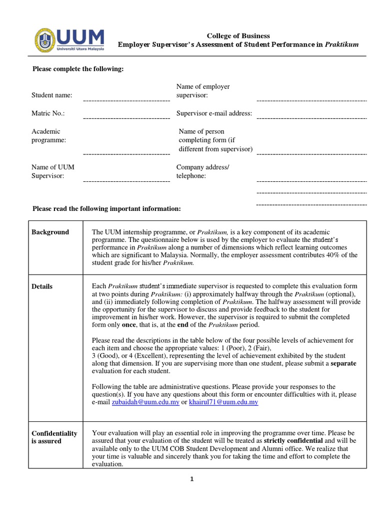 Practicum Employers Assessment Rubric | PDF | Educational Assessment ...