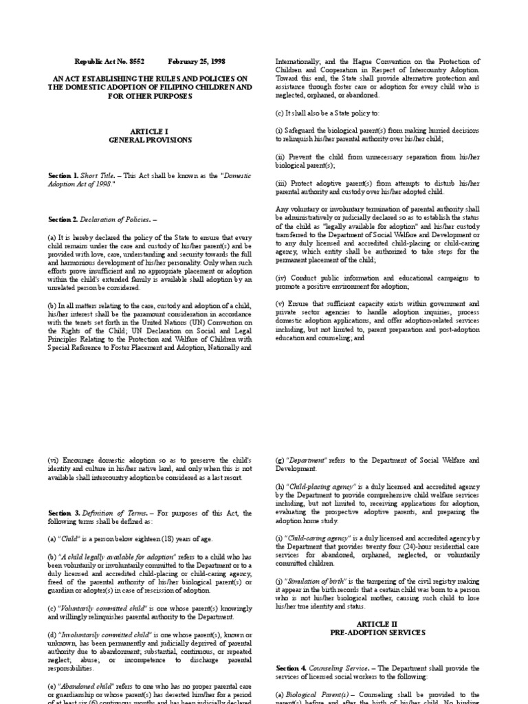 Specpro Adoption | PDF | Adoption | Child Custody