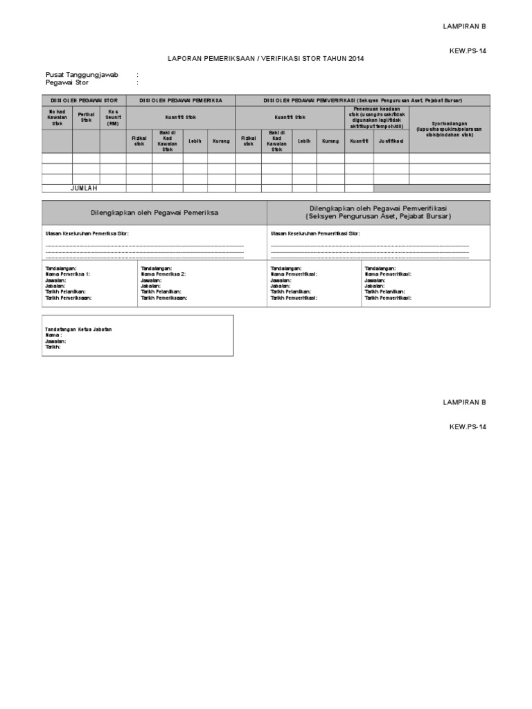 Pjbur Laporan Pemeriksaan Kew Ps 14 - Lampiran B | PDF