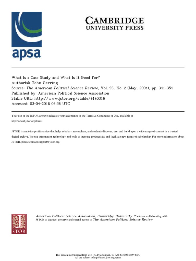 John Gerring - What Is A Case Study and What Is It Good For | PDF ...