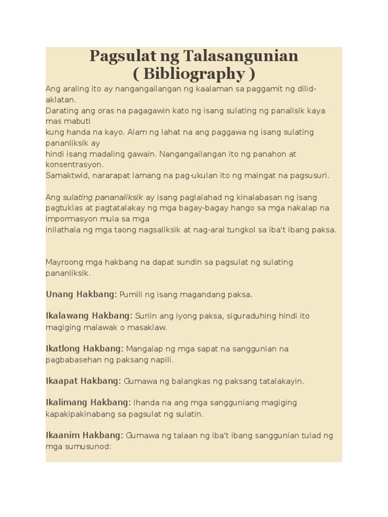 Pagsulat Ng Bibliography