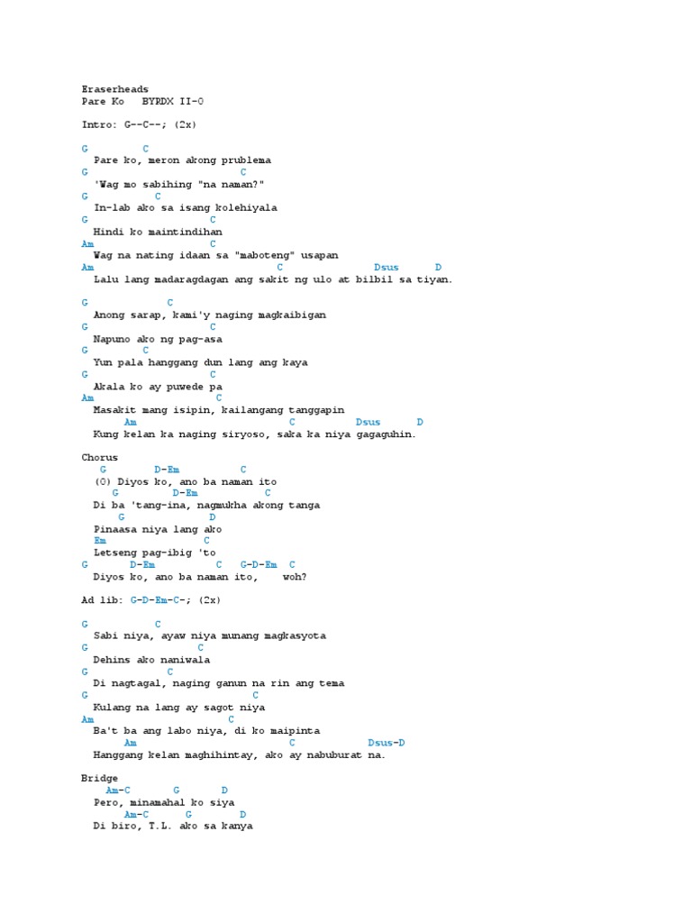 Eraserheads Pare Ko Chords | PDF
