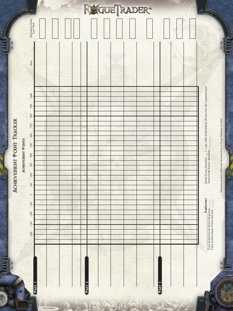 Rogue Trader - Achievement Point Tracker PDF | PDF
