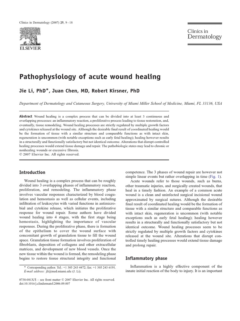 Pathophysiology of Wound Healing | PDF