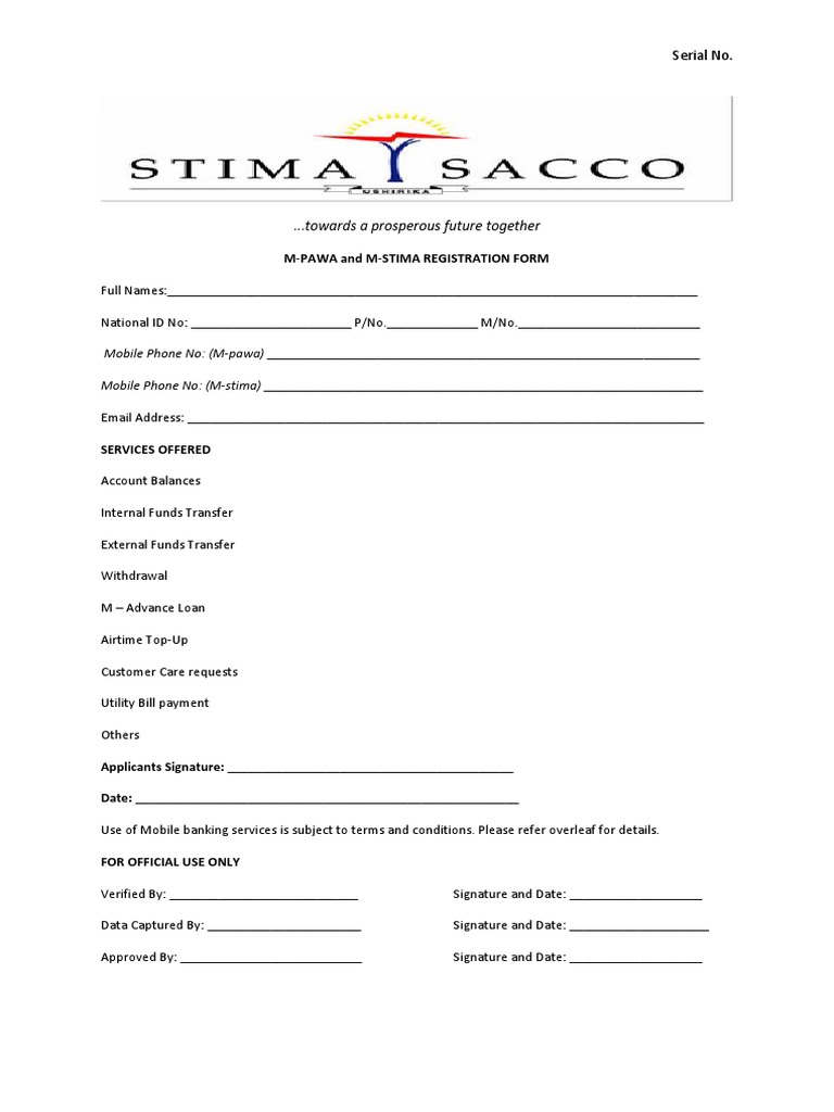 Registration Form and Terms and Conditions for M-PAWA and M-STIMA ...