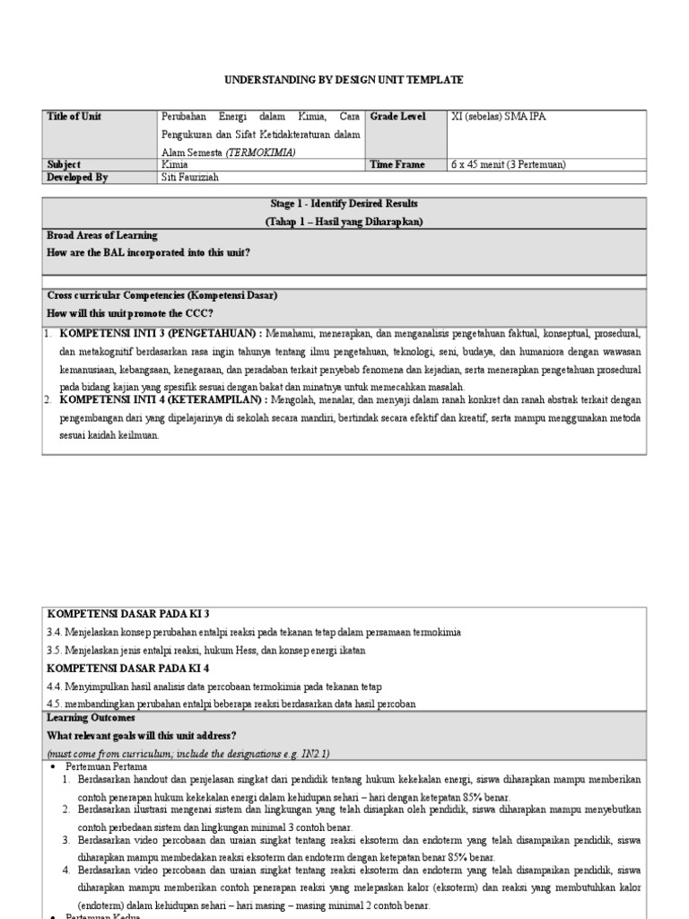 Understanding by Design Unit Template | PDF