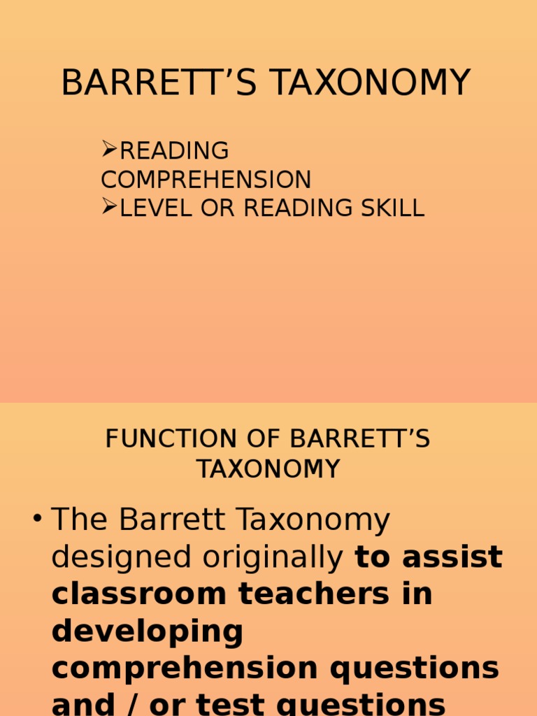 Reading - Barretts Taxonomy | PDF