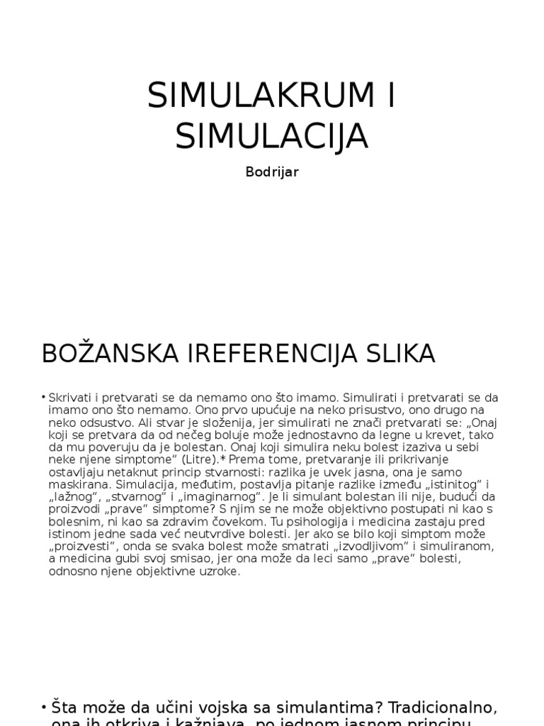 Simulakrum I Simulacija | PDF