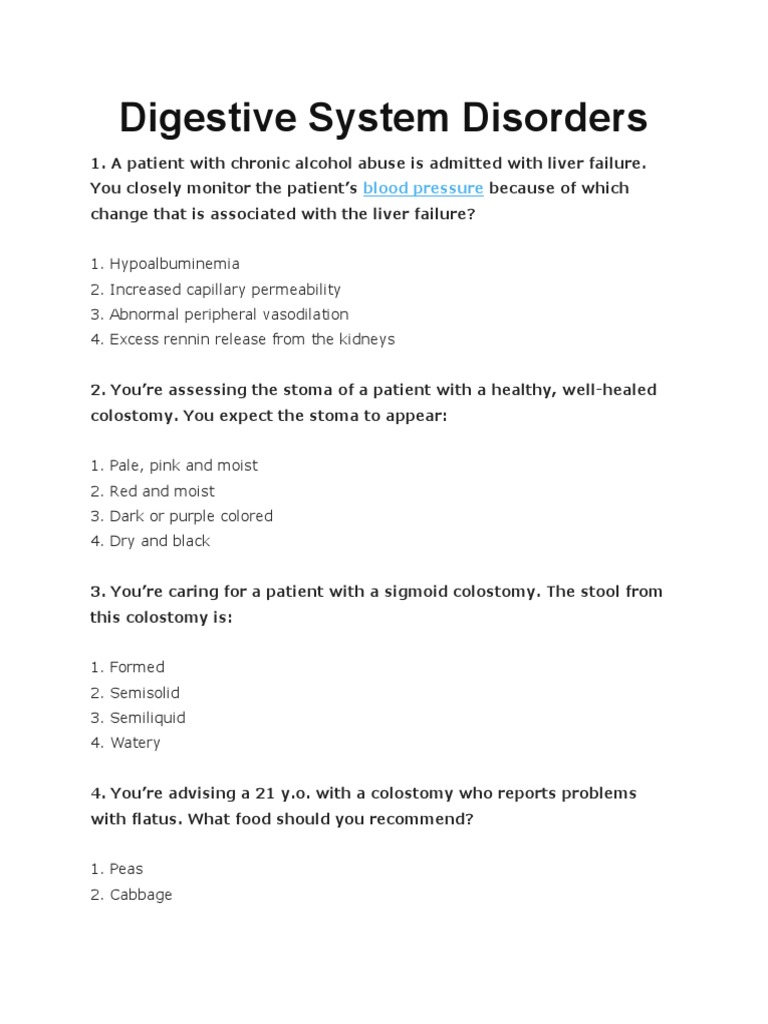 Digestive System Disorders Exam | PDF | Crohn's Disease | Ulcerative ...