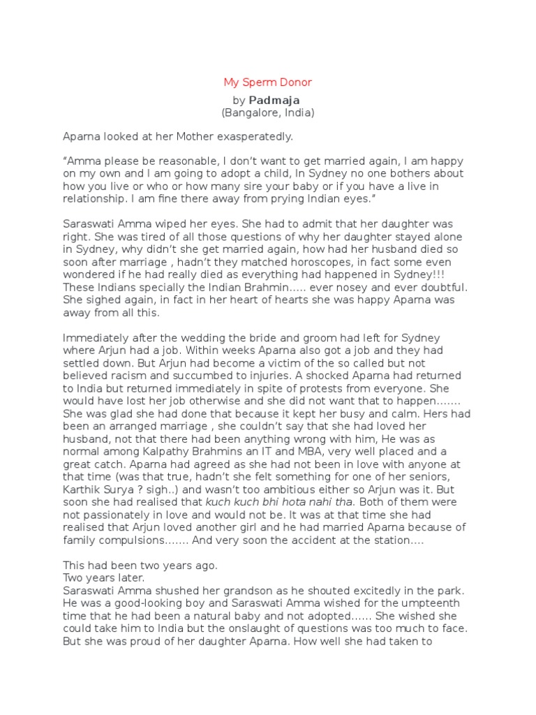 My Sperm Donor - Story | PDF | Blood Donation | Health Sciences