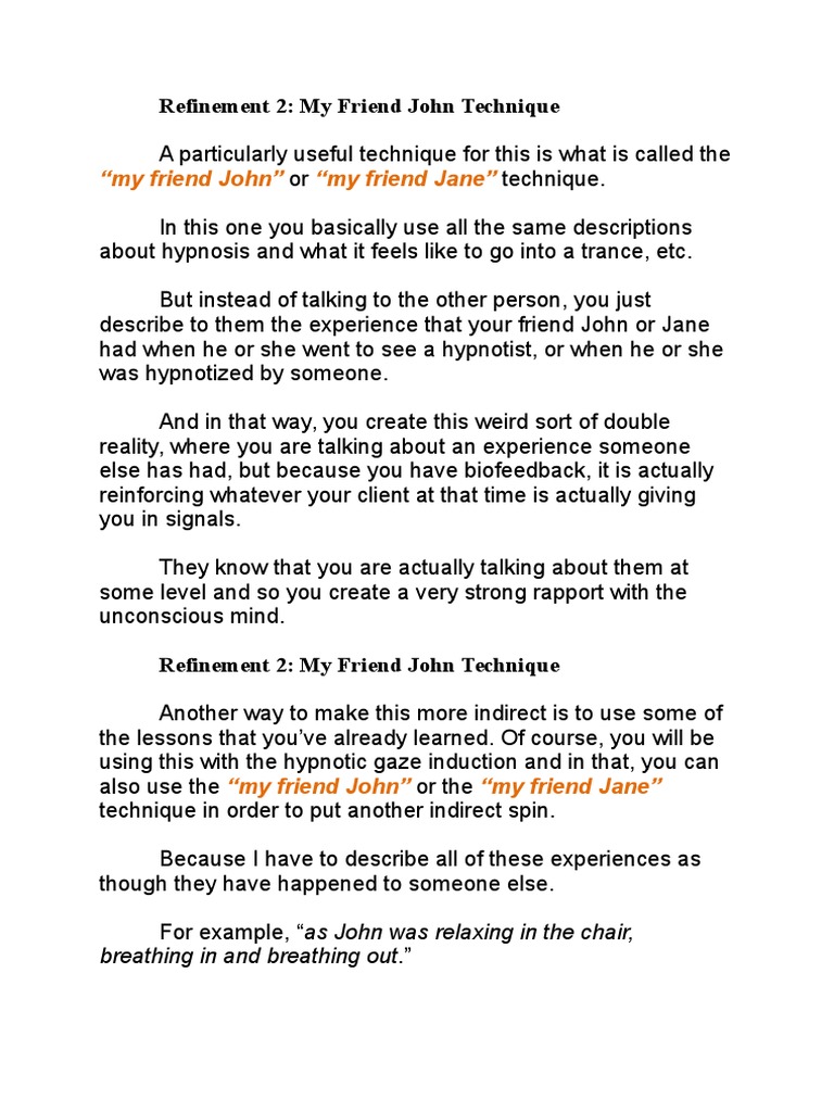 Hypnosis My Friend John Technique | PDF | Philosophy | Science ...