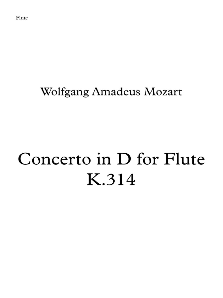 Mozart Flute Concerto in D Major - Flute Solo | PDF | Notes musicales ...