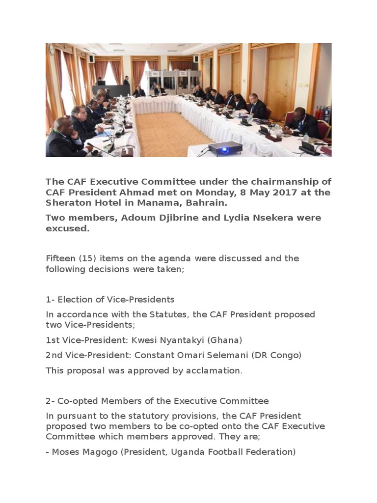 The CAF Executive Committee Under The Chairmanship of CAF President ...