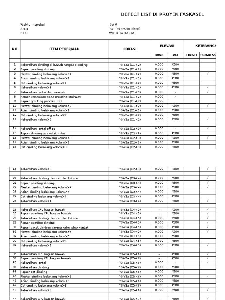 Defect List Arsitektur - 18 April 2017 | PDF
