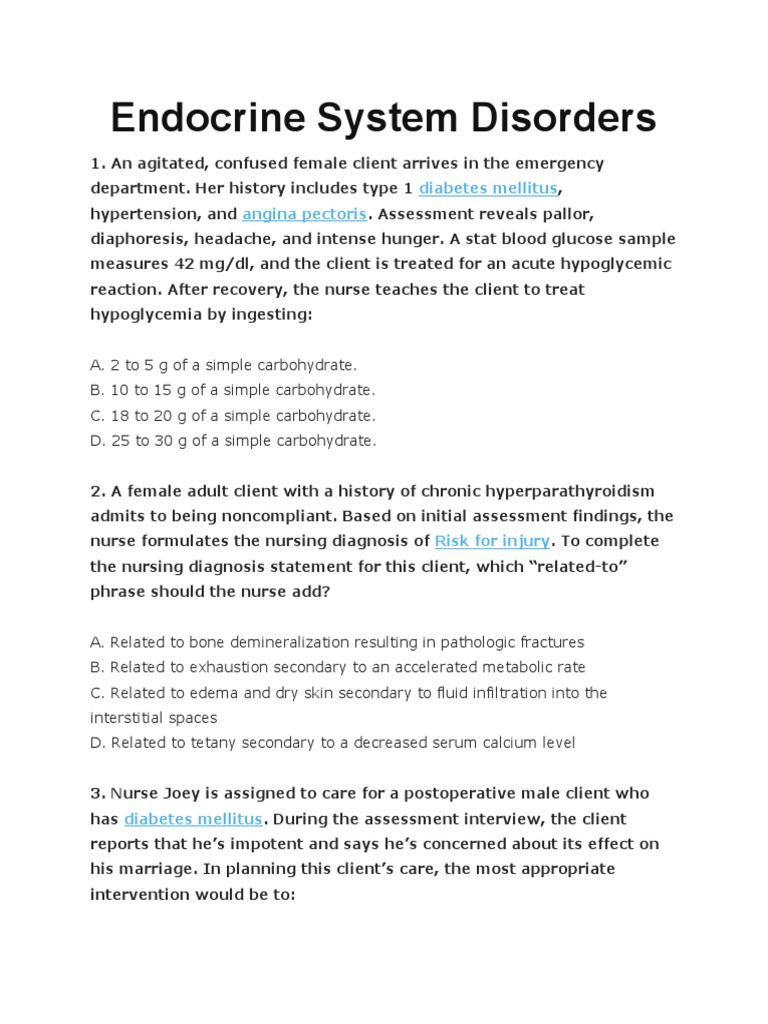 Endocrine System Disorders | Download Free PDF | Hypoglycemia ...