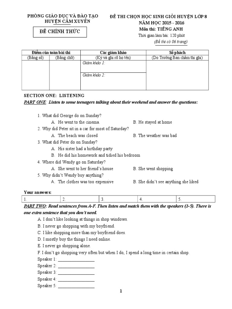 De Thi Anh 8 HSG With Keys | PDF | Birthdays | Computing And Information Technology