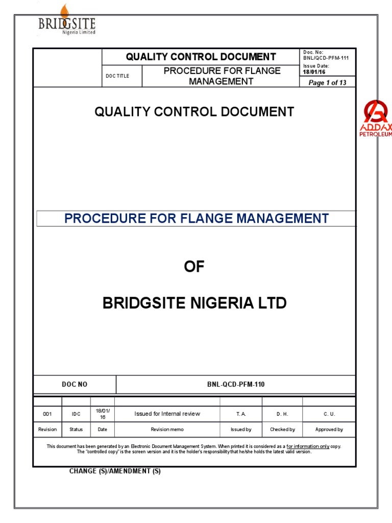 Procedure For Flange Management | PDF | Screw | Pipe (Fluid Conveyance)