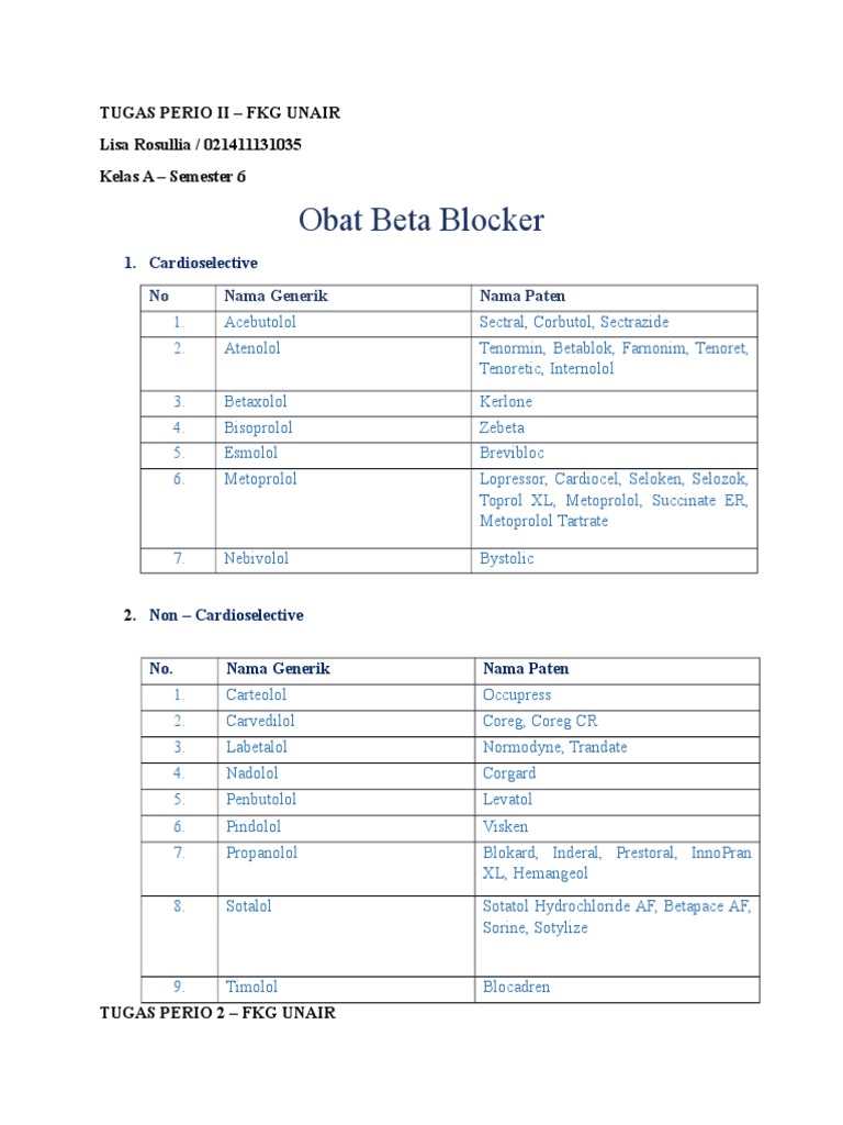 Obat Beta Blocker | Download Free PDF | Medical Procedures | Organic ...