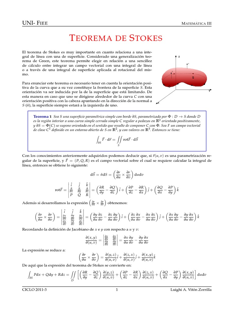 Teorema de Stokes (Demostracion) | PDF | Integral | Conceptos matemáticos