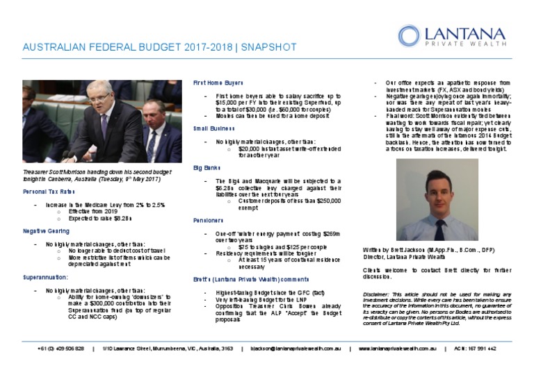 2017-2018 Australian Federal Budget Overview | PDF | United States ...
