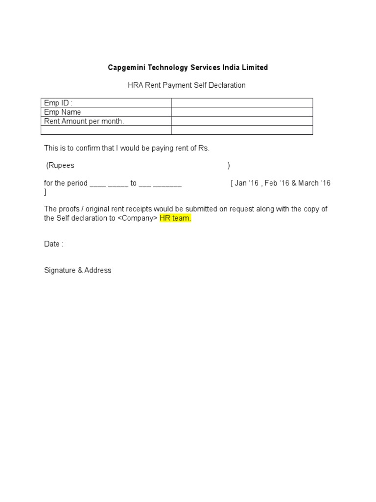 HRA Future Payment Declaration | PDF