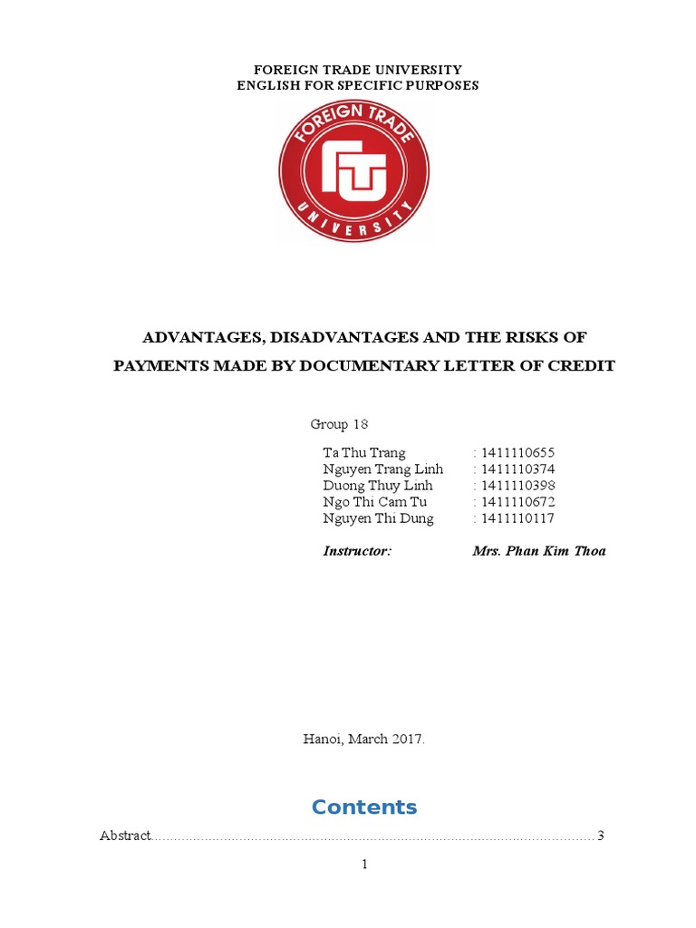 Research Paper | PDF | Letter Of Credit | Credit (Finance)