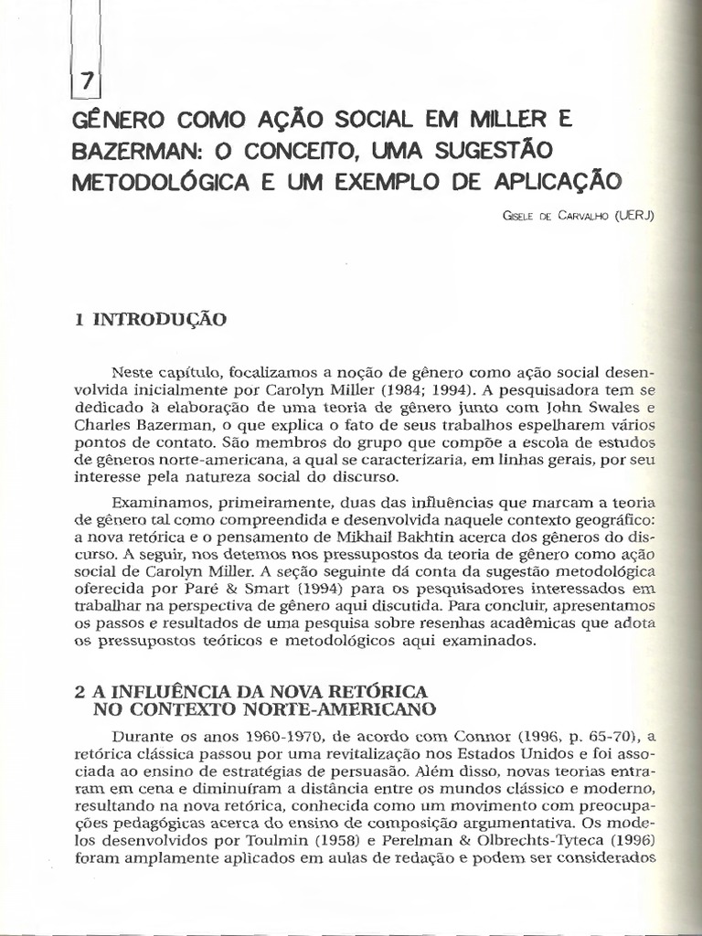 Gênero Como Ação Social em Miller e Bazerman PDF | PDF | Discurso ...