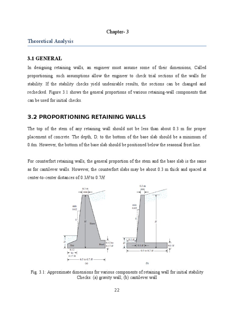 Proportioning and Stability Analysis of Retaining Walls: Considerations ...