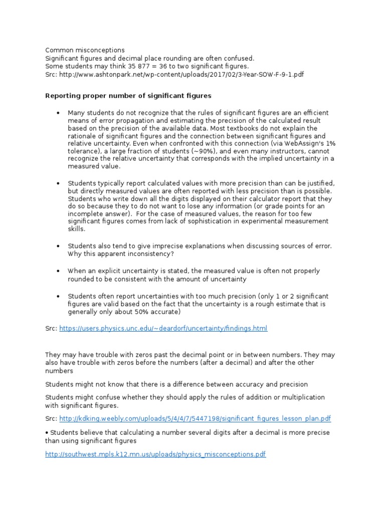 Common Misconceptions | PDF | Significant Figures | Accuracy And Precision