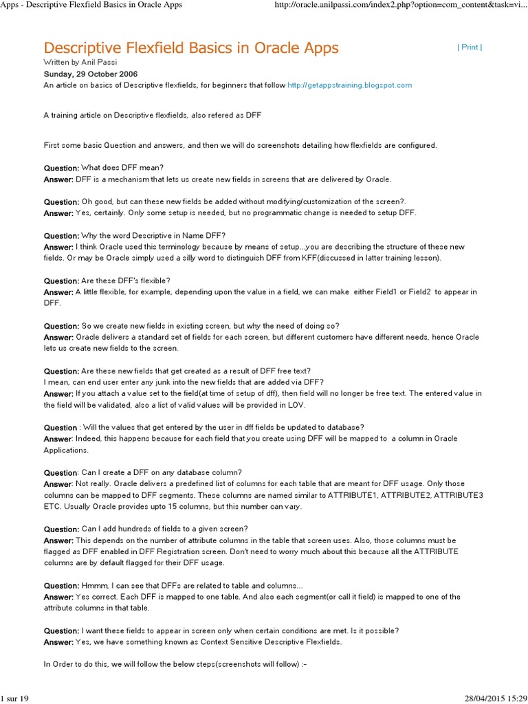 Apps Descriptive Flexfield Basics In Oracle Apps Pdf Parameter Computer Programming 6655