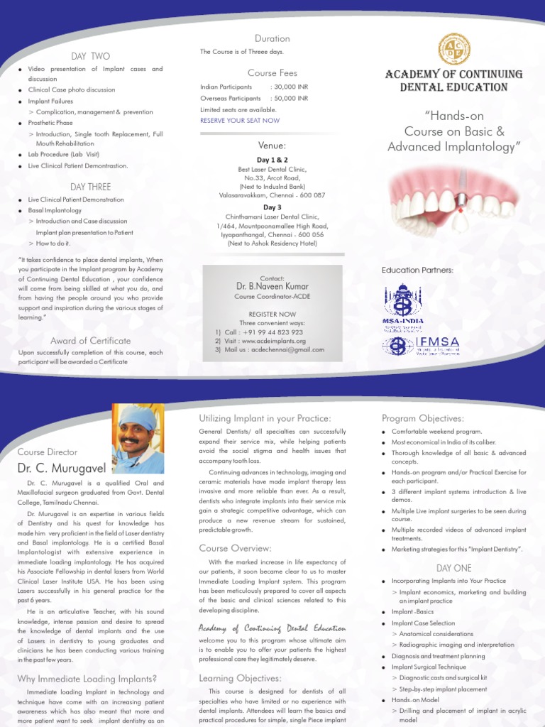 Dental Implant Course in Chennai PDF | PDF | Dental Implant | Dentistry