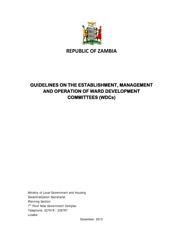 Zambia Ward Development Committee Revised Guidelines 2013 | PDF ...