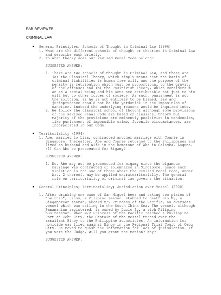 Bar Reviewer | PDF | Criminal Law | Jurisprudence