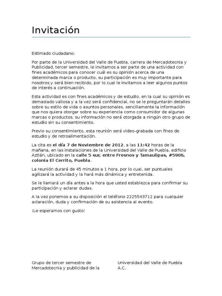 Invitacion Focus Group | PDF