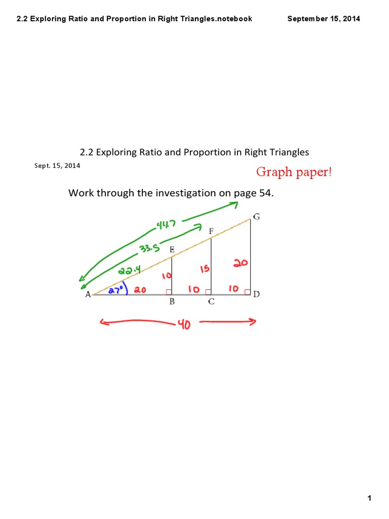 Graph Paper!: 2.2 Exploring Ratio and Proportion in Right Triangles ...