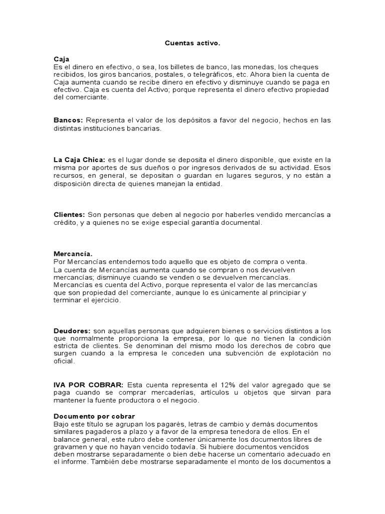 Cuentas Activas | PDF | Efectivo | Bancos