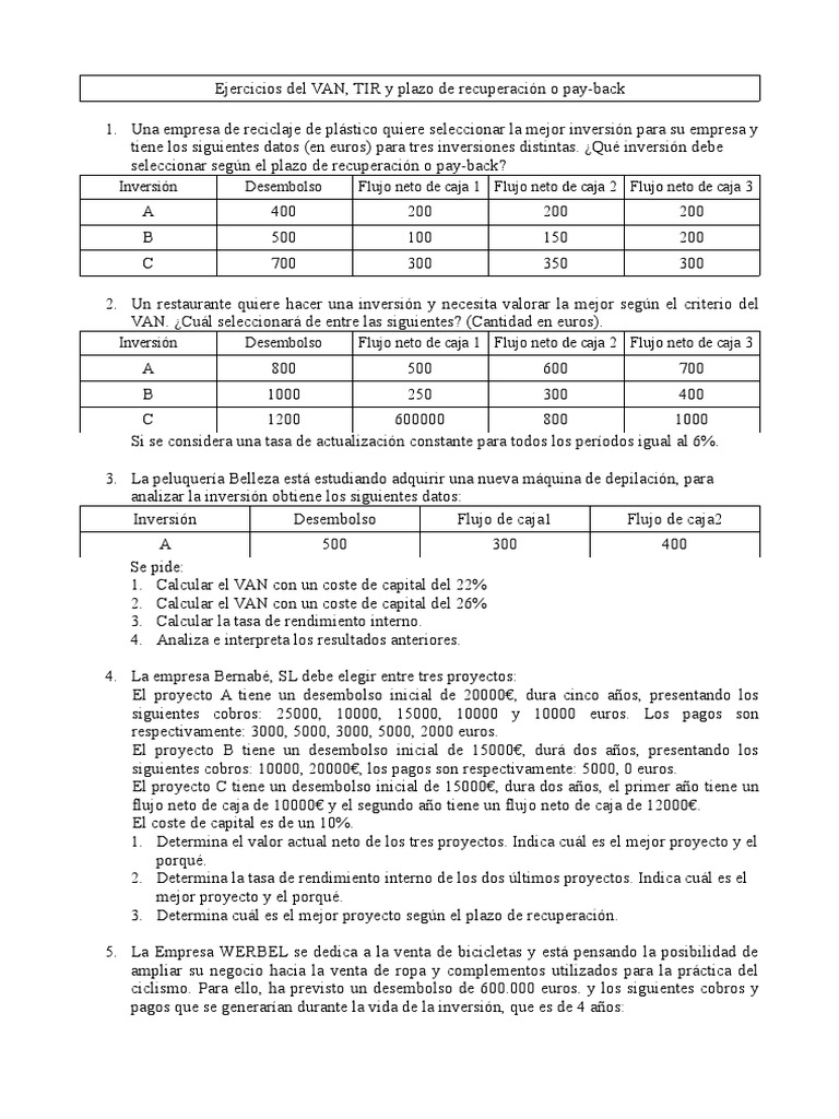 Ejercicios Inversion PDF | PDF