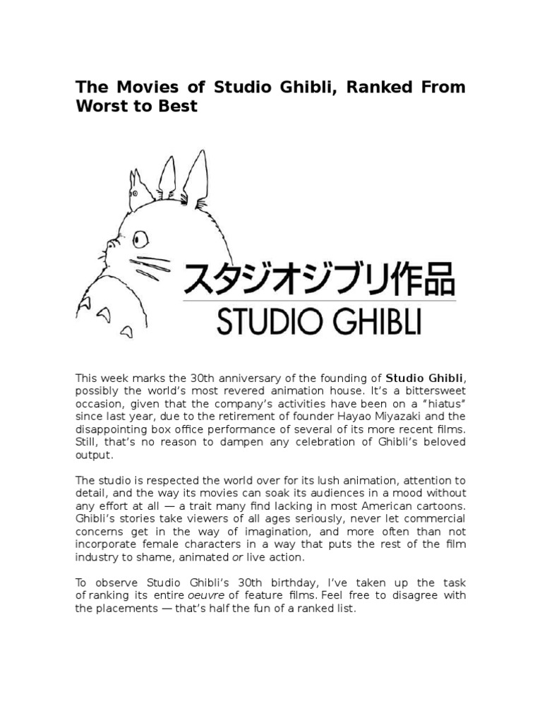 The Movies of Studio Ghibli | PDF